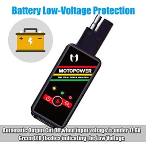 MOTOPOWER MP0620B 4.2Amp Motorcycle Dual USB Charger SAE to USB Adapter with Battery Monitor Switch Control