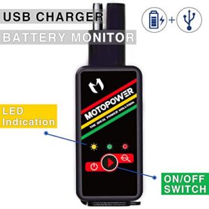 MOTOPOWER MP0620B 4.2Amp Motorcycle Dual USB Charger SAE to USB Adapter with Battery Monitor Switch Control