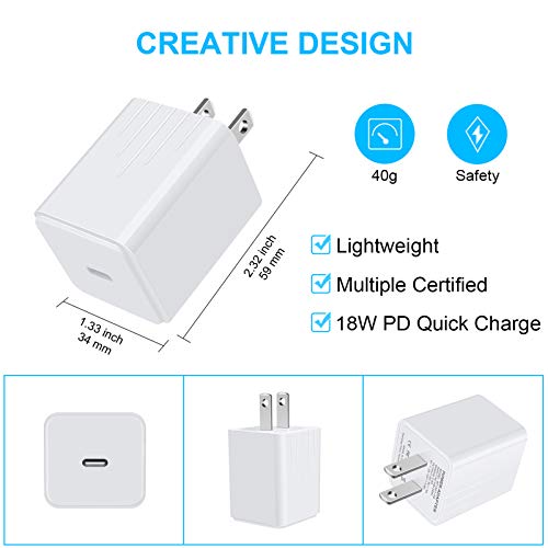 Pixel 7 Fast Charger for Google Pixel 7 7 Pro 6a 6 Pro 6 5 4 3 2 Pixel 4XL 3XL 2XL XL 4A 3A, 18W PD Wall Power Adapter 6ft Type C Fast Charging Cable for Samsung Galsxy A13 5G A53 A12 A03s S22 S21 S20