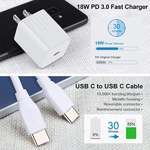 Pixel 7 Fast Charger for Google Pixel 7 7 Pro 6a 6 Pro 6 5 4 3 2 Pixel 4XL 3XL 2XL XL 4A 3A, 18W PD Wall Power Adapter 6ft Type C Fast Charging Cable for Samsung Galsxy A13 5G A53 A12 A03s S22 S21 S20