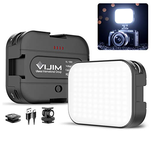 2 Pack VIJIM VL100C Bi-Color LED Video Light on Camera,Mini Rechargeable 2000mAh LED Camera Lights,CRI95+ Dimmable 2500-6500K Ultra Bright Photo and Video Lighting,LED Fill Lamp…