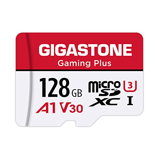 [Gigastone] 128GB Micro SD Card, Gaming Plus, MicroSDXC Memory Card for Nintendo-Switch, Wyze, GoPro, Dash Cam, Security Camera, 4K Video Recording, UHS-I A1 U3 V30 C10, up to 100MB/s, with Adapter