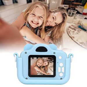 jeanoko kids camera, christmas birthday gifts for girls and boys age 3-12 multifunction blue mini children cute cartoon hd digital camera video recorder with lanyard 32gb sd card