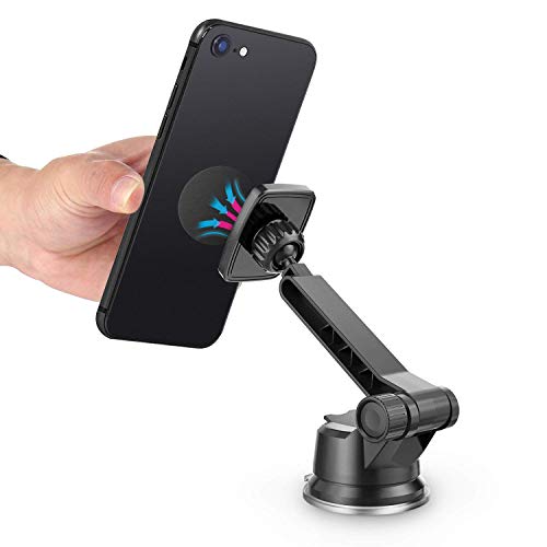 WixGear Dashboard Mount, Universal Magnetic Phone Holder for Car, Windshield Mount and Dashboard Mount Holder for Cell Phones and Tablets with Long Adjustable Arm – (New Rectangle Head)