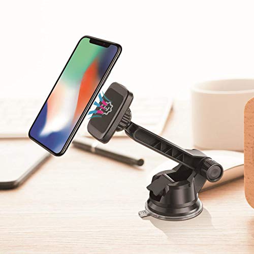 WixGear Dashboard Mount, Universal Magnetic Phone Holder for Car, Windshield Mount and Dashboard Mount Holder for Cell Phones and Tablets with Long Adjustable Arm – (New Rectangle Head)