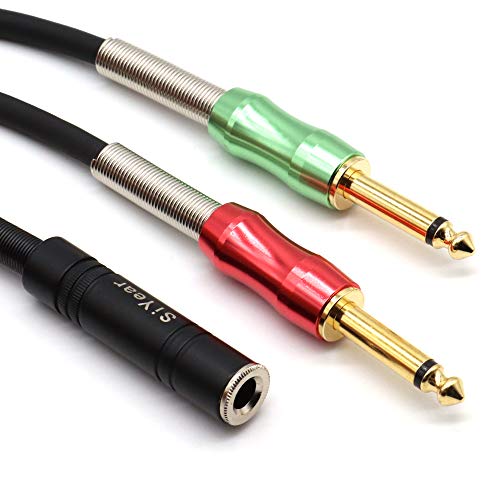 SiYear 1/4" Stereo to Dual 1/4" Mono Insert Cable, 6.35mm (Quarter inch Female TRS to Dual 1/4 Inch Male Y Splitter Breakout Cable Patch Cord (50CM)