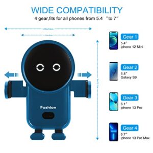 [Upgrade] Wireless Car Charger Mount,15W Qi Fast Charger, Wireless Car Charger Air Vent, Automatic Clamping Phone Holder for iPhone 13/12/11//XS/XR/8, Samsung S22/S21/S20/Note 20, etc (Blue)