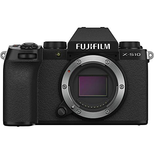 FUJIFILM X-S10 Mirrorless Digital Camera Body Bundle, Includes: SanDisk 64GB Extreme Memory Card, Spare Battery, Card Reader, Memory Card Wallet and Lens Cleaning Kit (6 Items)