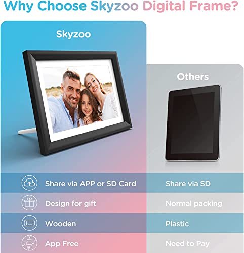 Skyzoo Frame: 10.1'' WiFi Digital Picture Frame, 1280x800 IPS Touch Screen Smart Digital Photo Frame, Share Photos and Videos Remotely via APP, Gift for Friends and Family