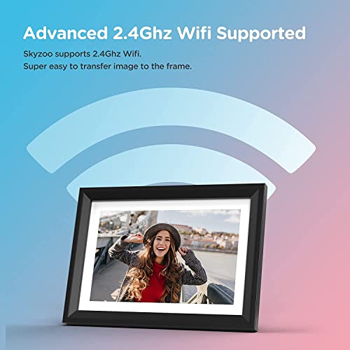 Skyzoo Frame: 10.1'' WiFi Digital Picture Frame, 1280x800 IPS Touch Screen Smart Digital Photo Frame, Share Photos and Videos Remotely via APP, Gift for Friends and Family