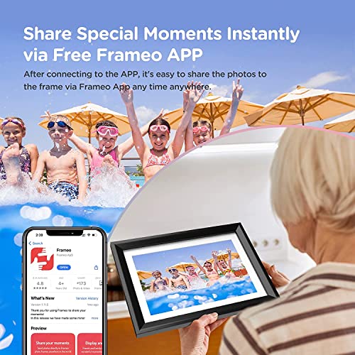 Skyzoo Frame: 10.1'' WiFi Digital Picture Frame, 1280x800 IPS Touch Screen Smart Digital Photo Frame, Share Photos and Videos Remotely via APP, Gift for Friends and Family