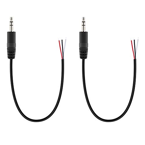 Fancasee 2 Pack Replacement 3.5mm Male Plug to Bare Wire Open End TRS 3 Pole Stereo 1/8" 3.5mm Plug Jack Connector Audio Cable for Headphone Headset Earphone Cable Repair