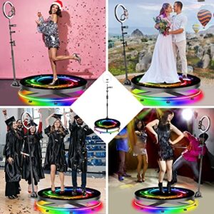 360 Photo Booth Machine with Software for Parties with Ring Light, Free Custom Logo, 3 People Stand on APP Remote Control Automatic Slow Motion 360 Spin Camera Booth (80cm/31.5'' + Flight Case)