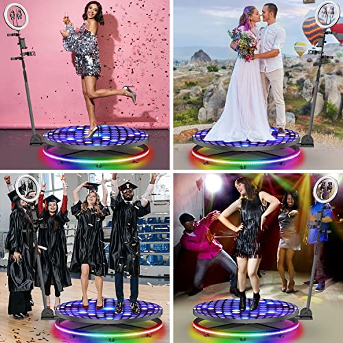 360 Photo Booth Machine with Software for Parties with Ring Light, Free Custom Logo, 3 People Stand on APP Remote Control Automatic Slow Motion 360 Spin Camera Booth (80cm/31.5'' + Flight Case)