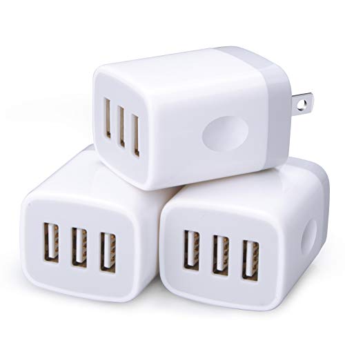 USB Charging Plug, Wall Charger Adapter, Sicodo 3Pack Universal Travel 3.1A 3Muti Port Fast Charging Block Compatible with iPhone 14 13 12 SE2020 11 Xs Pro,Samsung Galaxy S23 S22 S21 S20 Ultra, Google