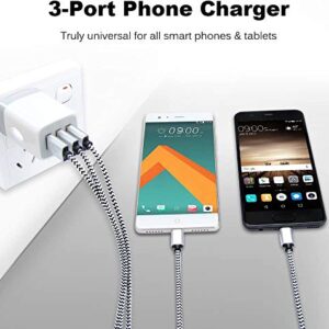 USB Charging Plug, Wall Charger Adapter, Sicodo 3Pack Universal Travel 3.1A 3Muti Port Fast Charging Block Compatible with iPhone 14 13 12 SE2020 11 Xs Pro,Samsung Galaxy S23 S22 S21 S20 Ultra, Google