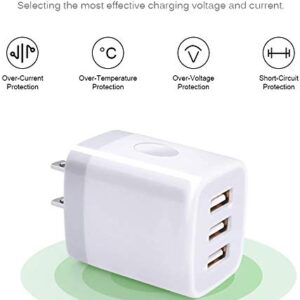 USB Charging Plug, Wall Charger Adapter, Sicodo 3Pack Universal Travel 3.1A 3Muti Port Fast Charging Block Compatible with iPhone 14 13 12 SE2020 11 Xs Pro,Samsung Galaxy S23 S22 S21 S20 Ultra, Google