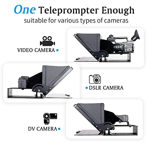 16 inch Large Teleprompter for All Tablets (4-12.9 inch Tablet), Remote Control and Teleprompter App, 70/30 Beam Splitter Glass, Aluminum Body and a Packbag, Angle Adjustment, Make Short Videos/Speech