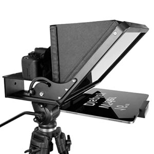 16 inch Large Teleprompter for All Tablets (4-12.9 inch Tablet), Remote Control and Teleprompter App, 70/30 Beam Splitter Glass, Aluminum Body and a Packbag, Angle Adjustment, Make Short Videos/Speech