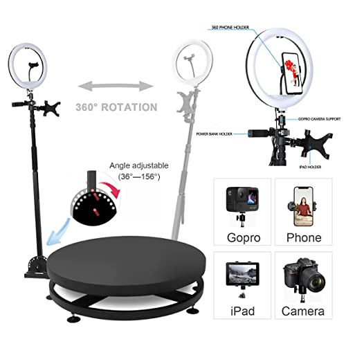 Diandian 360 Photo Booth Machine 80cm with Software for Parties with Ring Light,Flight Case,Free Logo Customization, APP Remote Control Automatic Slow Motion 360 Spin Camera Video Booth