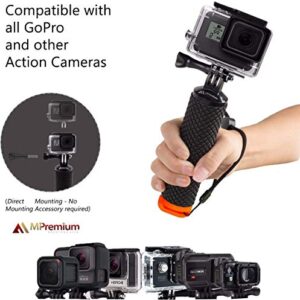 Waterproof Floating Hand Grip Compatible with GoPro Hero 11 10 9 8 7 6 5 4 3 3+ 2 1 Session Black Silver Camera Handler & Handle Mount Accessories Kit for Water Sport and Action Cameras (Orange)