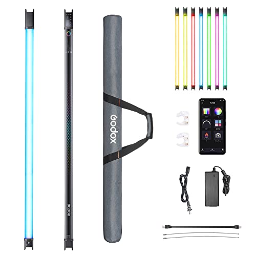 Godox TL120 Full-Color RGB Tube Light, CRI 96 TLCI 98, Color Temper 2700K~6500K, 0-100% Dimmable, 39 FX Effects, 2600mAh Built-in Lithium Battery, Smartphone APP, DMX Control (1PCS)