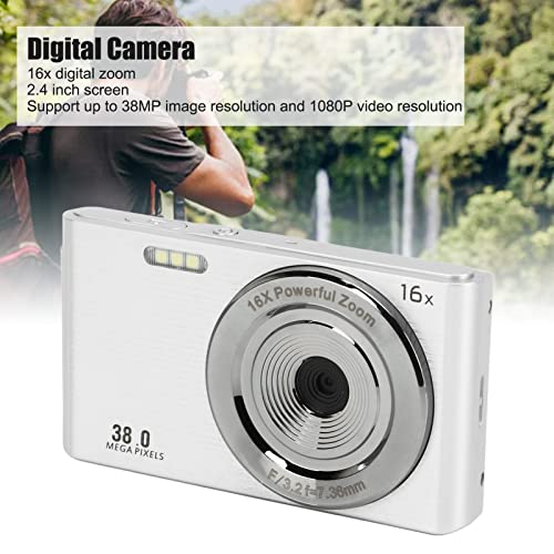 Digital Camera 1080P, 38MP Portable Compact Camera with 2.4 Inch Screen, 16X Digital Zoom HD Video Camera, Built in Fill Light, for Teens Beginners Gifts