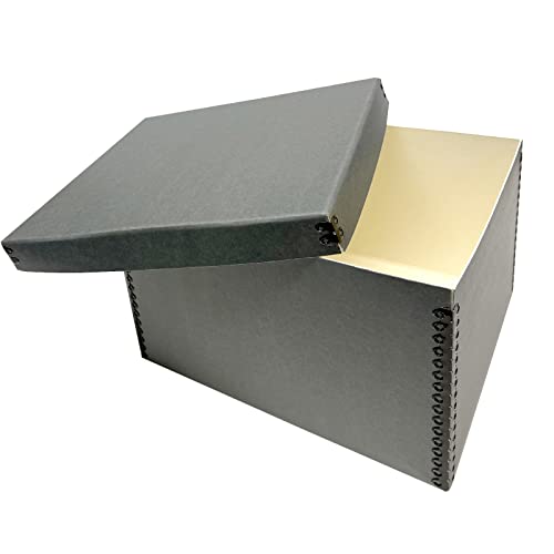 Lineco, Blue/Gray Record Storage Box 12"x15"x10". Archival Acid Free with Metal Edge. Protection from Dust, Light, & Debris. Store & Protect Documents, Files, Prints, 1 Pack