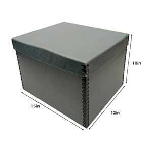 Lineco, Blue/Gray Record Storage Box 12"x15"x10". Archival Acid Free with Metal Edge. Protection from Dust, Light, & Debris. Store & Protect Documents, Files, Prints, 1 Pack