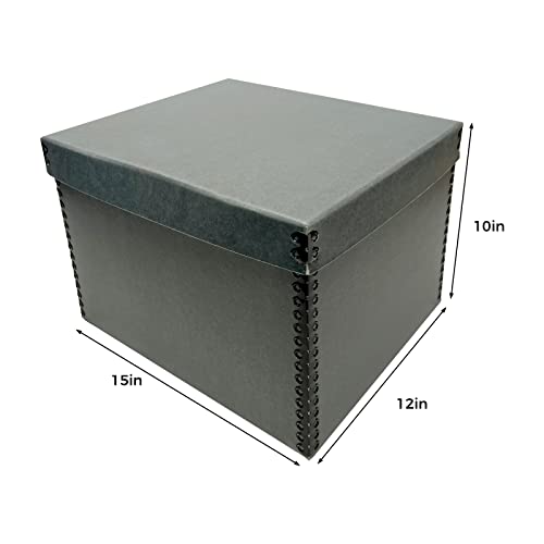 Lineco, Blue/Gray Record Storage Box 12"x15"x10". Archival Acid Free with Metal Edge. Protection from Dust, Light, & Debris. Store & Protect Documents, Files, Prints, 1 Pack