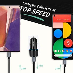 20W Dual USB C Fast Car Charger, Cluvox Type C Automobile Charger Compatible for iPhone 13/12 Pro/Max/Mini/14 Plus/11/X/XS/XR/8/Plus, Galaxy S21/S20, Pixel, iPad Pro Cigarette USB Charger Adapter