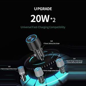 20W Dual USB C Fast Car Charger, Cluvox Type C Automobile Charger Compatible for iPhone 13/12 Pro/Max/Mini/14 Plus/11/X/XS/XR/8/Plus, Galaxy S21/S20, Pixel, iPad Pro Cigarette USB Charger Adapter