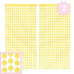 xo, fetti smiley foil curtain party decorations – set of 2 | happy pastel birthday party decorations, cute bachelorette party, baby shower, yellow