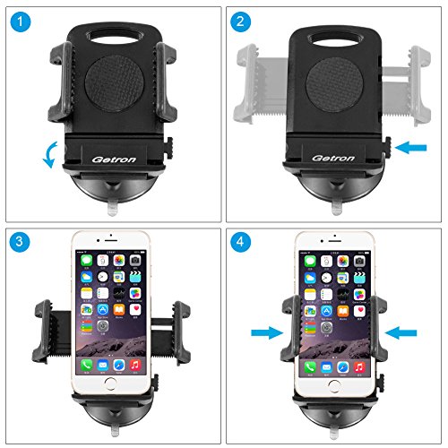 Getron Car Mount Holder, Windshield Dashboard Universal Car Cell Phone Cradle for iPhone Xs MAX XR X 8 Plus 7 Plus 6S SE Samsung Galaxy S9 S8 Edge S7 S6 Note 9 Google Pixel LG and All Smartphones