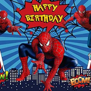 8x6FT Spiderman Photography Backdrops Superhero City Theme Photo Background Kids Happy Birthday Spiderman Party Decoration Cake Table Banner Supplies