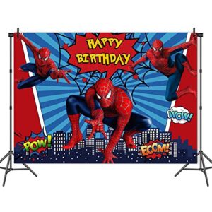 8x6FT Spiderman Photography Backdrops Superhero City Theme Photo Background Kids Happy Birthday Spiderman Party Decoration Cake Table Banner Supplies