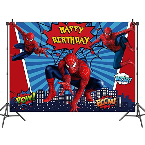 8x6FT Spiderman Photography Backdrops Superhero City Theme Photo Background Kids Happy Birthday Spiderman Party Decoration Cake Table Banner Supplies