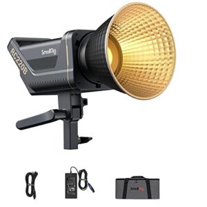 smallrig rc 220b 220w bi-color led video light 2700k-6500k 84500 lux@3.3ft continuous lighting cri 95+ tlci 96+ w/bowens mount, manual and app control remotely professional studio spotlight-3473