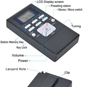 ZHIWHIS Mini Portable FM Radio, Stereo LCD Digital Display Tuning Pocket Walkmen Transistor Conference Receiver with Earphone, Small Pocket Radio Operated by AAA Batteries for Walking/Running