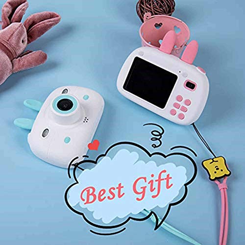 Gmlmes Kids Video Camera Digital Rabbit Camera for Girls Boys Toddlers 3-10 Year Old Birthday Gifts 1080P HD Shockproof Rechargeable Video Recorder Player with 2.4 Inch IPS Screen (Blue)