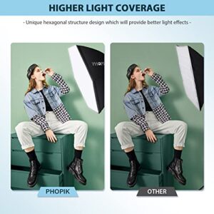 PHOPIK Softbox Photography Lighting Kit: Photo Studio Equipment 30 x 30 inches with E27 60W 5400K Light Bulb and Adjustable Height Light Stand for Filming Video, Photo Shooting and Streaming