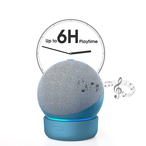 Echo Dot Battery Base for Echo Dot 4th Generation, GGMM D4 Portable Echo Battery Base, Echo Dot Stand Accessories, Blue (Not Include Dot 4 & Not Work with Dot 5)