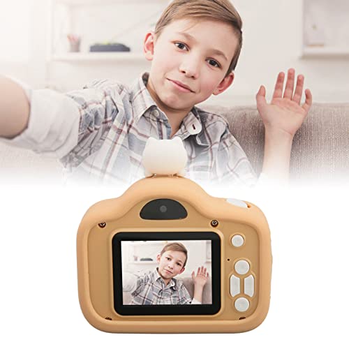 Toddler Camera, Cute Cartoon A Variety of Filters USB Rechargeable 40MP HD Small Digital Camera Khaki with Lanyard for Children