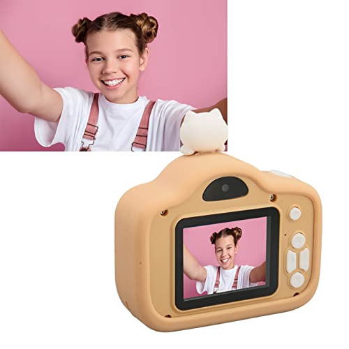 Toddler Camera, Cute Cartoon A Variety of Filters USB Rechargeable 40MP HD Small Digital Camera Khaki with Lanyard for Children