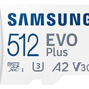 SAMSUNG EVO Plus w/ SD Adaptor 512GB Micro SDXC, Up-to 130MB/s, Expanded Storage for Gaming Devices, Android Tablets and Smart Phones, Memory Card, MB-MC512KA/AM, 2021