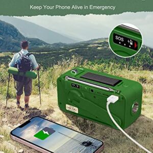 PRUNUS 3600mAh Emergency Radio Hand Crank/Solar/USB Charging, Bluetooth Speaker, Flashlight,Phone Charger,SOS Alarm, Power Bank, MP3,7 NOAA Weather Radio, Portable Radio Transistor AM FM