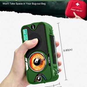 PRUNUS 3600mAh Emergency Radio Hand Crank/Solar/USB Charging, Bluetooth Speaker, Flashlight,Phone Charger,SOS Alarm, Power Bank, MP3,7 NOAA Weather Radio, Portable Radio Transistor AM FM