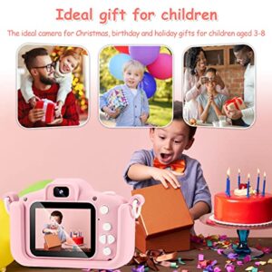 Kids Camera Toy USB Rechargeable HD Kids Camera with 400mAh Battery and 2 Inch LCD Screen Multifunctional Mini Children Video Camera with 6 Filter Effects for 3-8 Years Old Boys Girls(Pink)