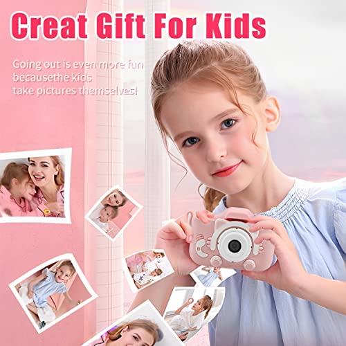 Kids Camera Toy USB Rechargeable HD Kids Camera with 400mAh Battery and 2 Inch LCD Screen Multifunctional Mini Children Video Camera with 6 Filter Effects for 3-8 Years Old Boys Girls(Pink)