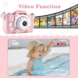 Kids Camera Toy USB Rechargeable HD Kids Camera with 400mAh Battery and 2 Inch LCD Screen Multifunctional Mini Children Video Camera with 6 Filter Effects for 3-8 Years Old Boys Girls(Pink)